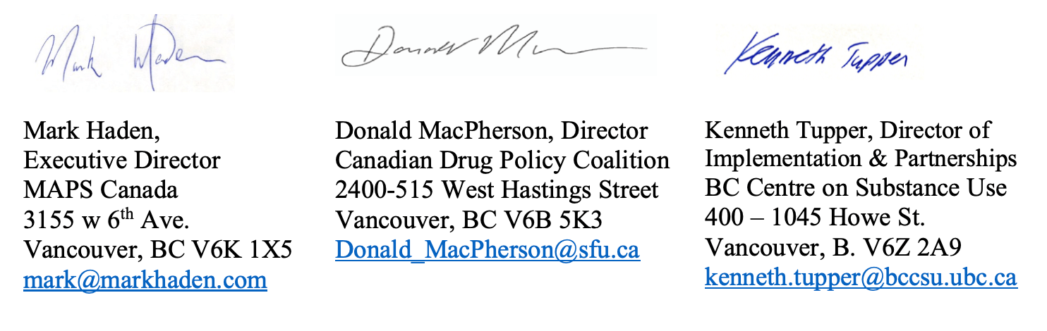 Letter to Eric Costen - MAPS Canada